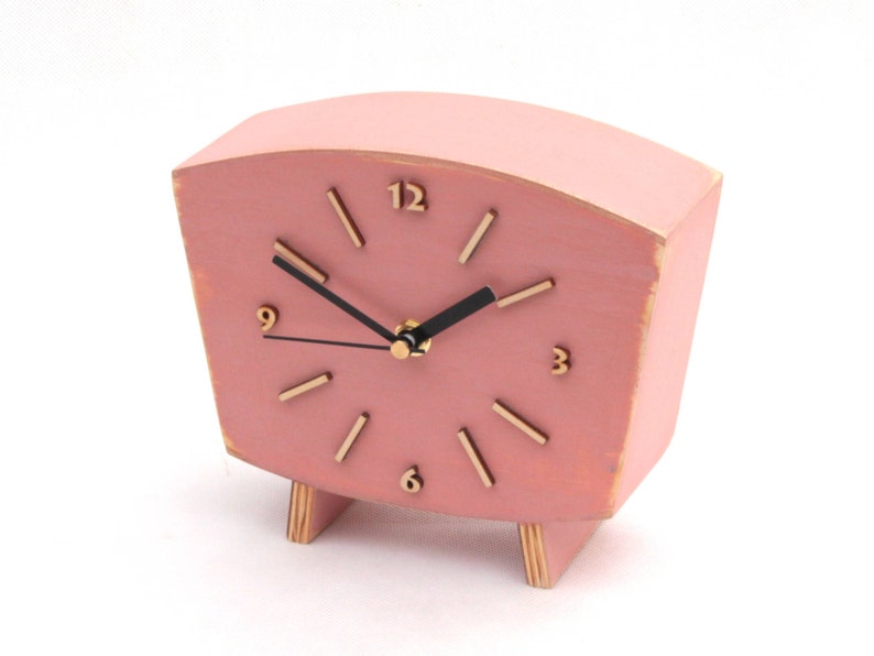 Pastel Pink Wood Desk Clock Rose Table Clock Shabby Chic - Etsy
