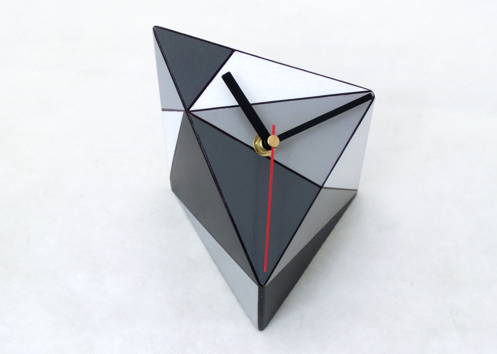 White Grey Black Desk Clock Wood Table Clock Black & White - Etsy