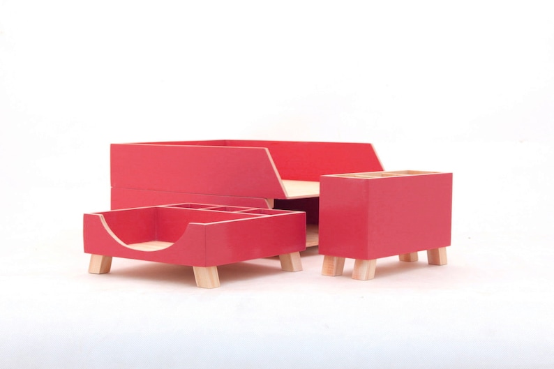Red Organizer Office Accessories Desk Organizer Red Desktop - Etsy