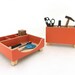 Wood Orange Desk Organizer, Desk Accessories for Office, Pen Stand ...