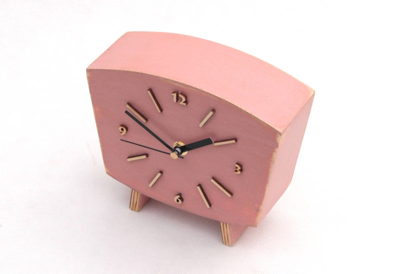 Pastel Pink Wood Desk Clock Rose Table Clock Shabby Chic - Etsy