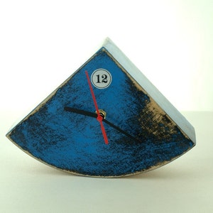 Blue Wood Desk Clock, Table Hand Painted Clock, Cute Gift Ideas ...