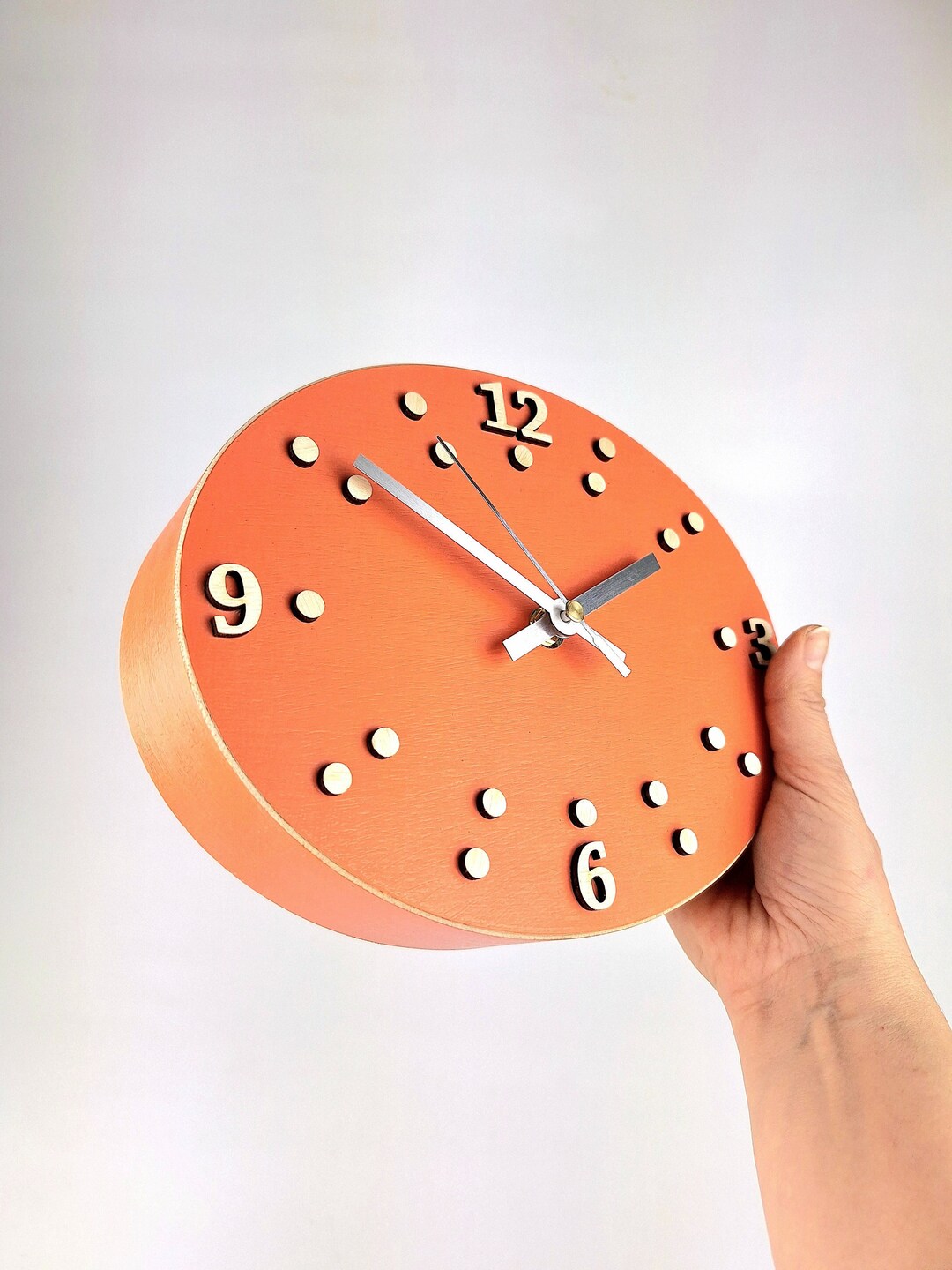 Tangerine Oval Wall Clock 9 Inches, Wood Ellipse Pumpkin Orange Decor ...