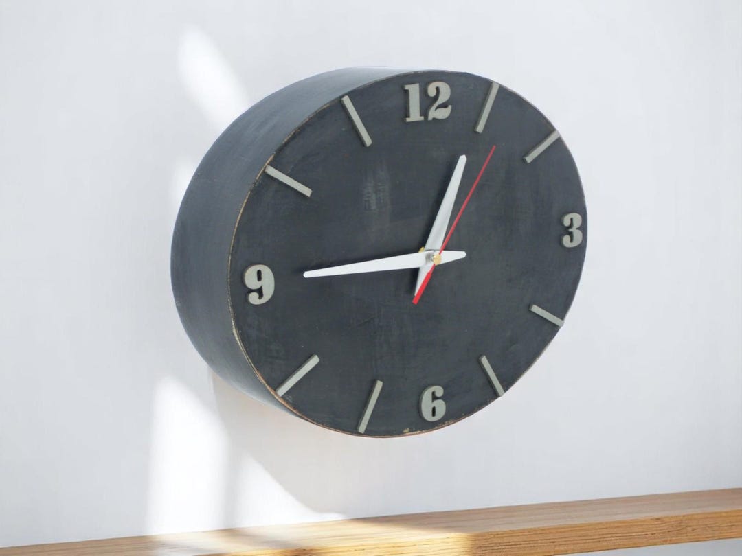 Unique Grey Silver Wall Clock, Silent Graphite Ellipse, Modern Home ...