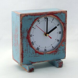 Desk Clock Turquoise Blue, Sky Blue, Pink, Wooden Table Clock, Unique ...