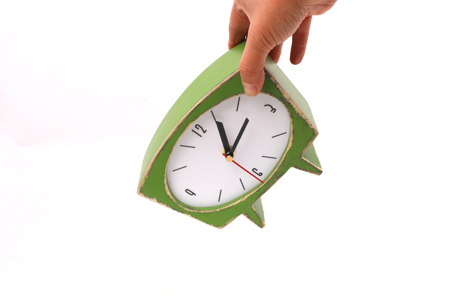 NO TICKING Wood Table Clock Desk Fresh Green QUIET / Silent - Etsy