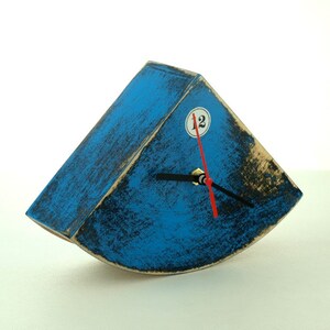 Blue Wood Desk Clock, Table Hand Painted Clock, Cute Gift Ideas ...