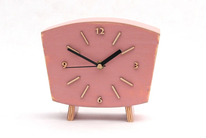Pastel Pink Wood Desk Clock Rose Table Clock Shabby Chic - Etsy