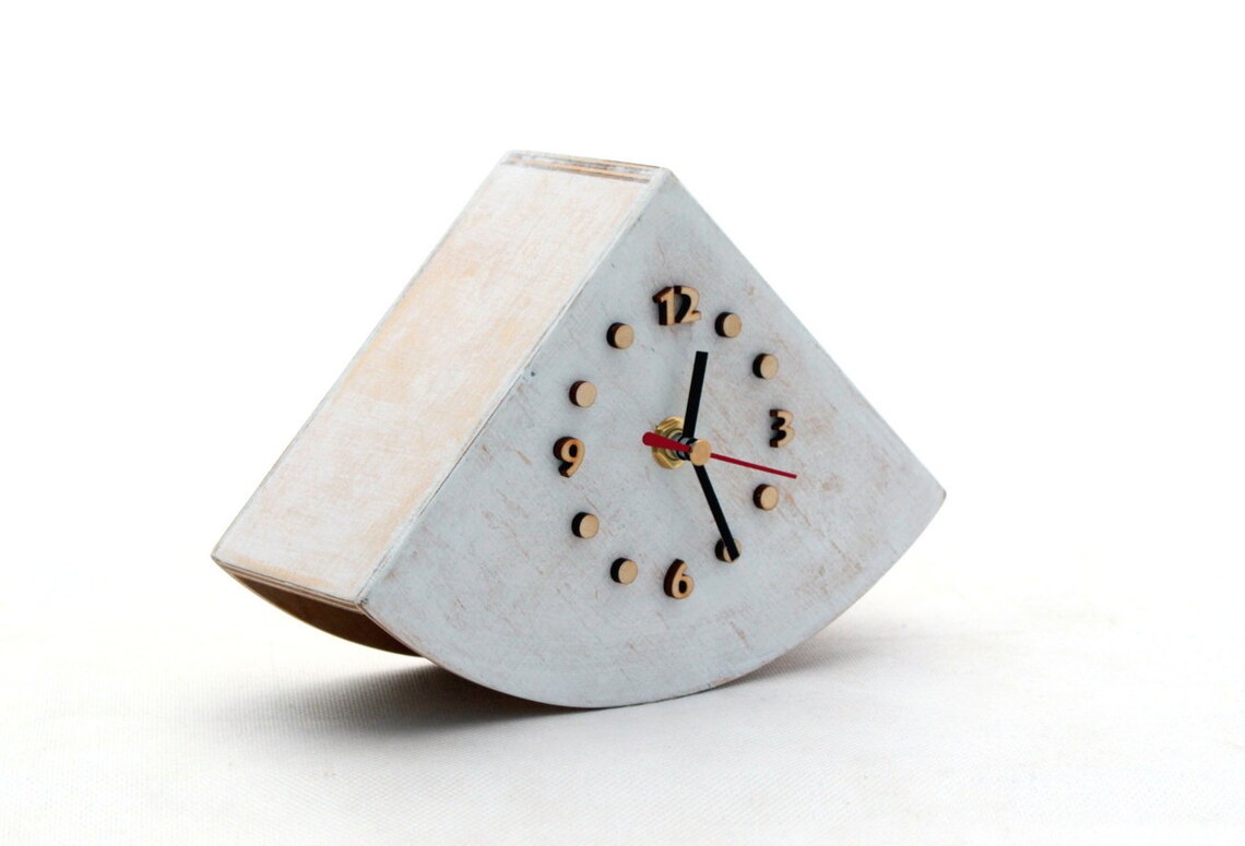 NO TICKING White Desk Clock Handmade Wood Clock Rustic Style - Etsy