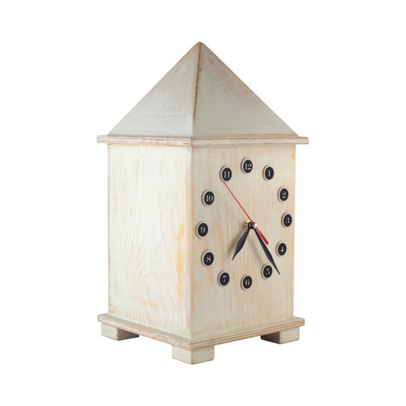 Items similar to Wood White clock, Desk Big clock Huge 15 inch high ...