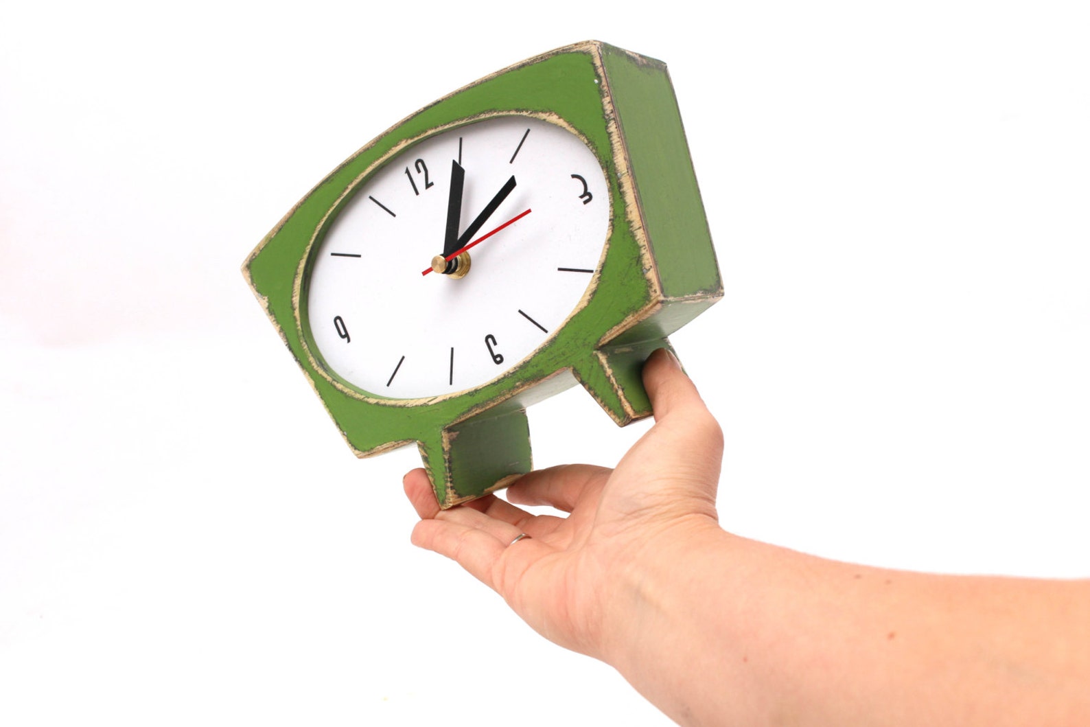 NO TICKING Wood Table Clock Desk Fresh Green QUIET / Silent - Etsy