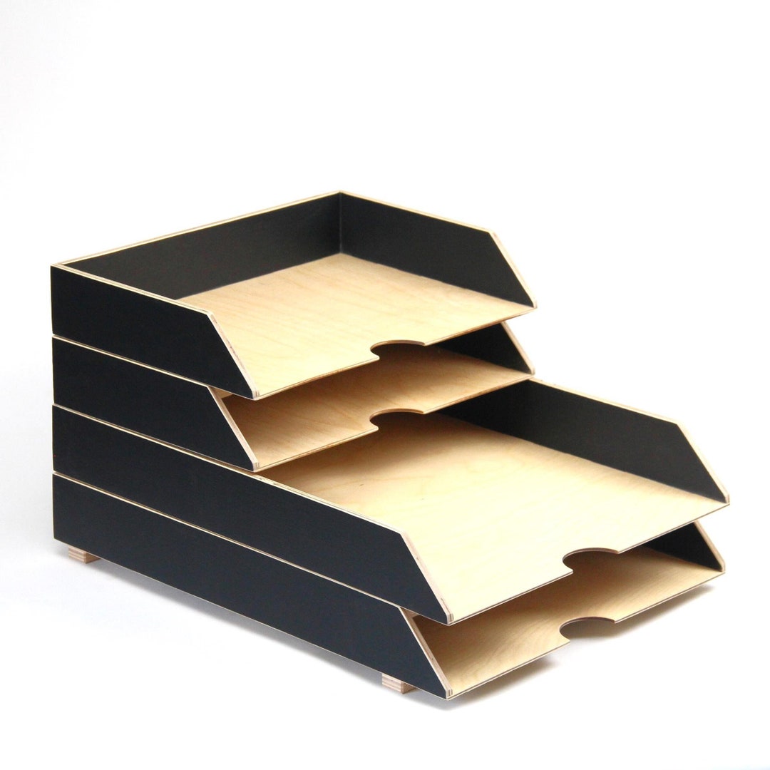 Desk Organizer - Wood Paper Trays Set A3 + A4 Size, Desk Office ...