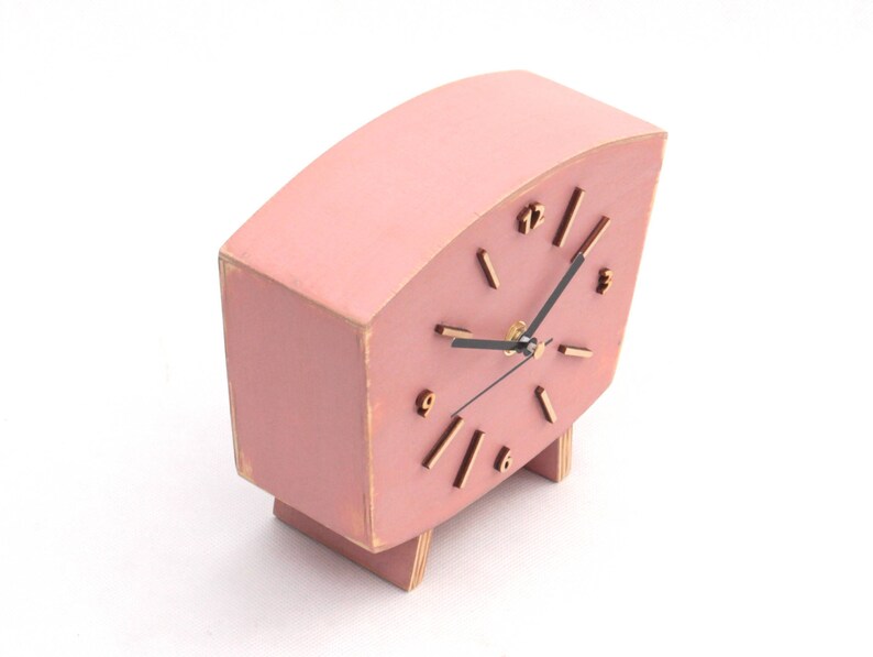 Pastel Pink Wood Desk Clock Rose Table Clock Shabby Chic - Etsy