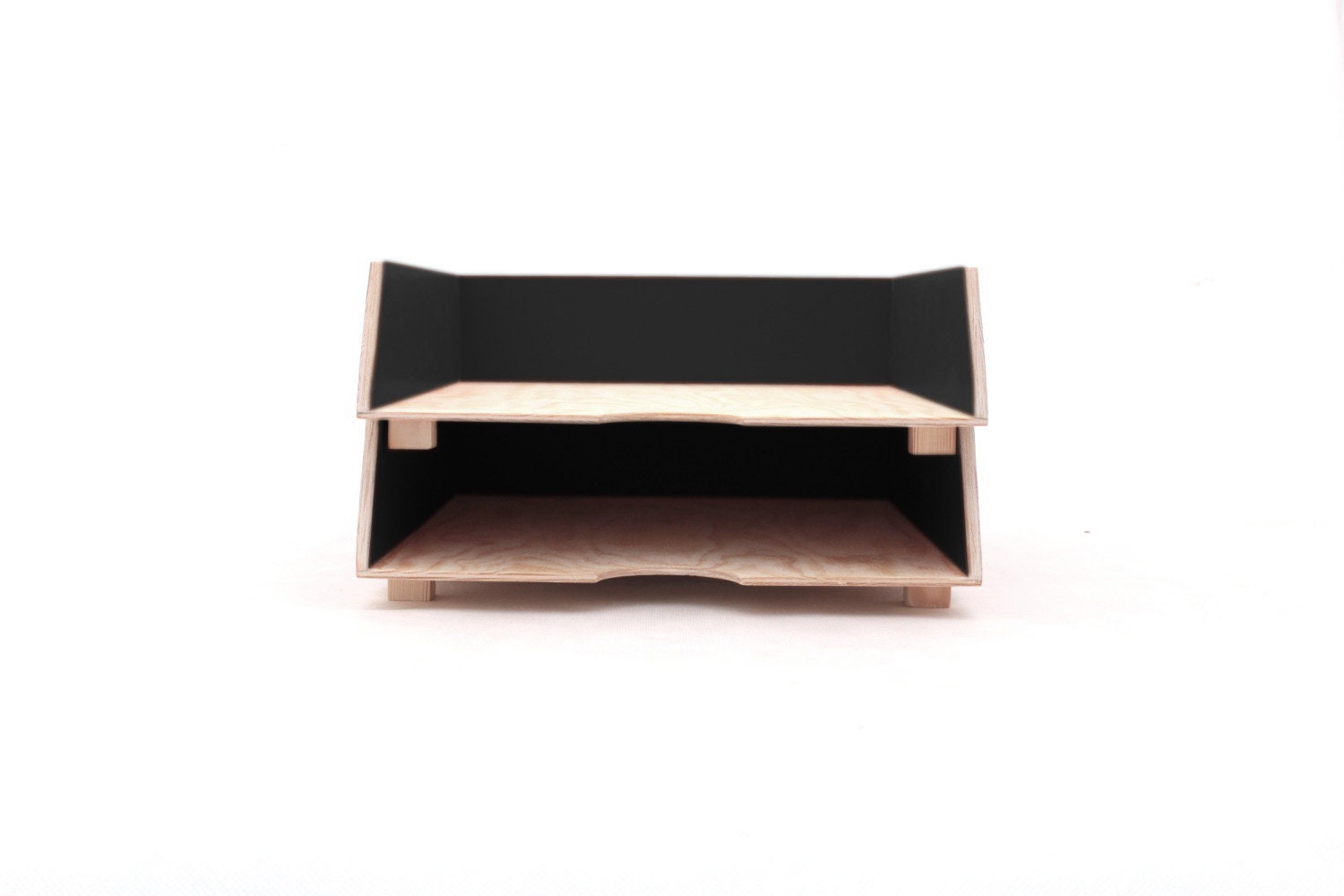 Black Carbon color Paper Tray Holder, Wood Oganizer Mail set, Desk ...