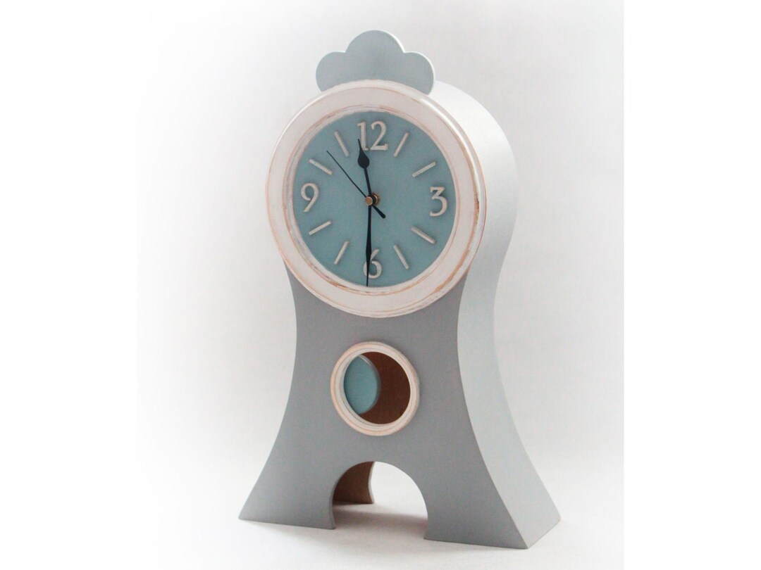 Grey Pendulum Clock, Mora Style Clock, Pastel Gray Blue, Shabby Chic ...