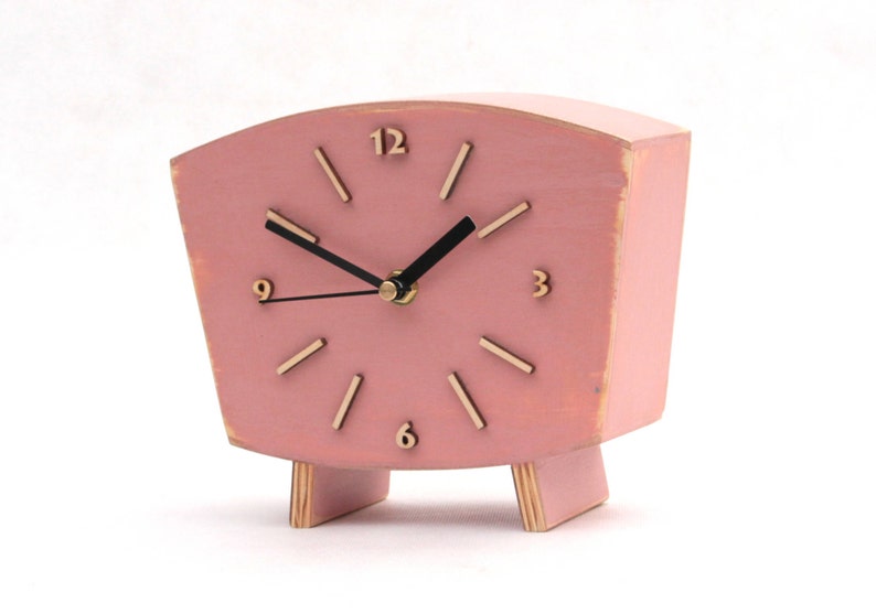 Pastel Pink Wood Desk Clock Rose Table Clock Shabby Chic - Etsy