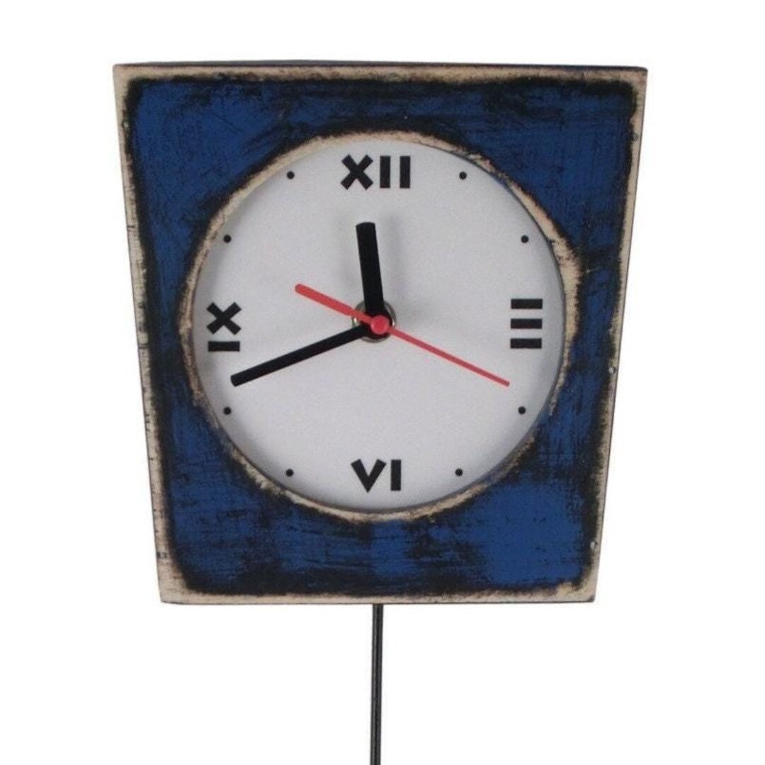 Navy Blue Pendulum Wall Clock – Handmade Wooden Clock, Unique Xmas Gift ...