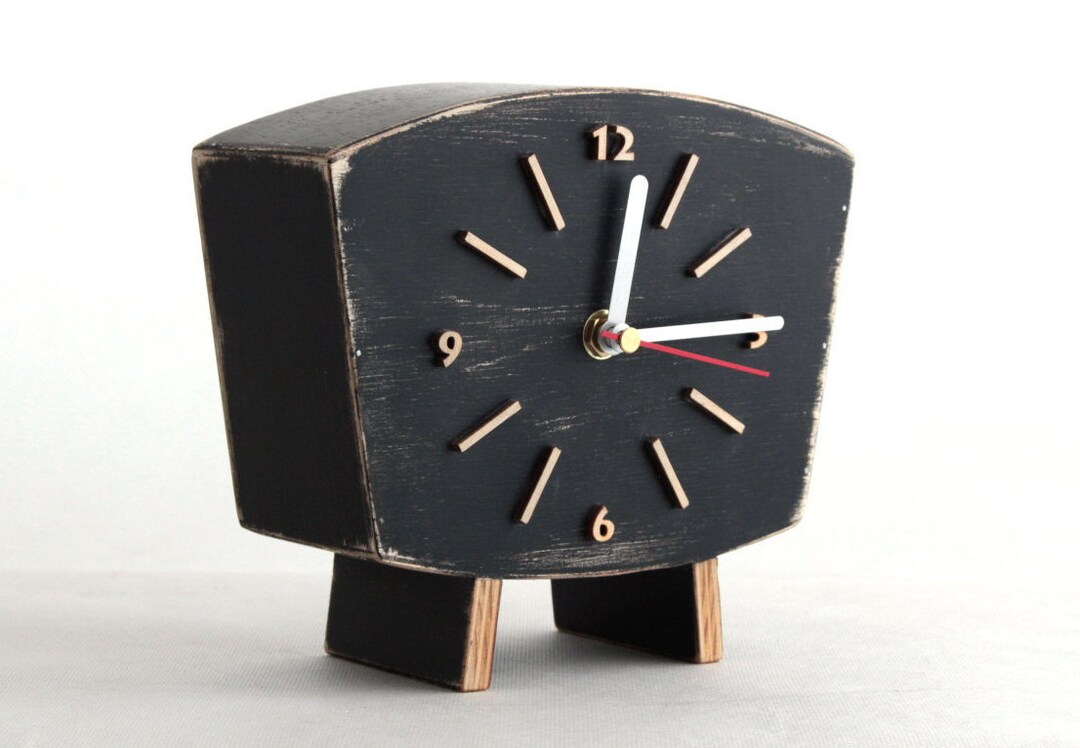 Black Clock Table, Wood Desk Clock, Unique home decor gift ideas ...
