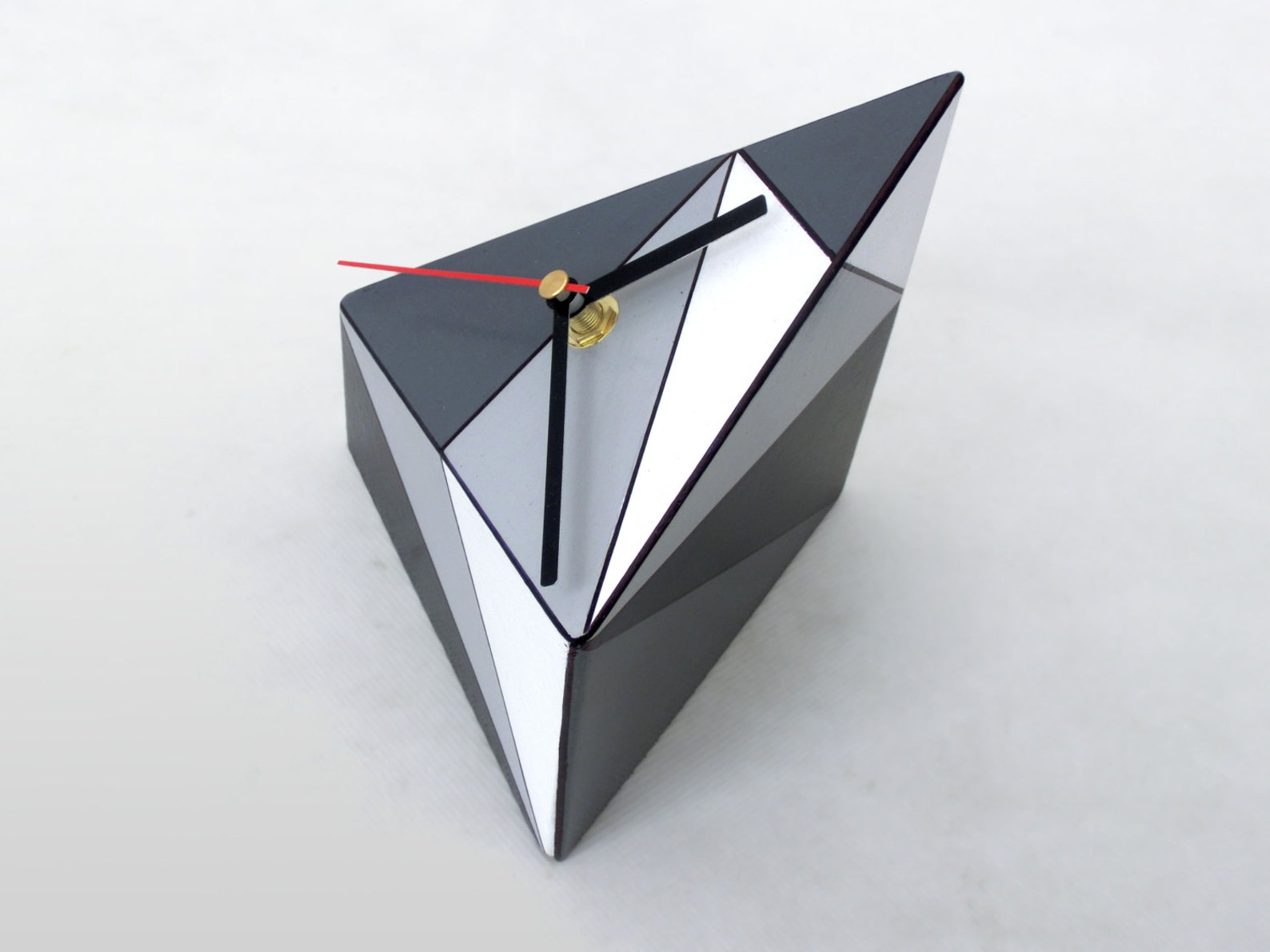 White Grey Black Desk Clock Wood Table Clock Black & White - Etsy