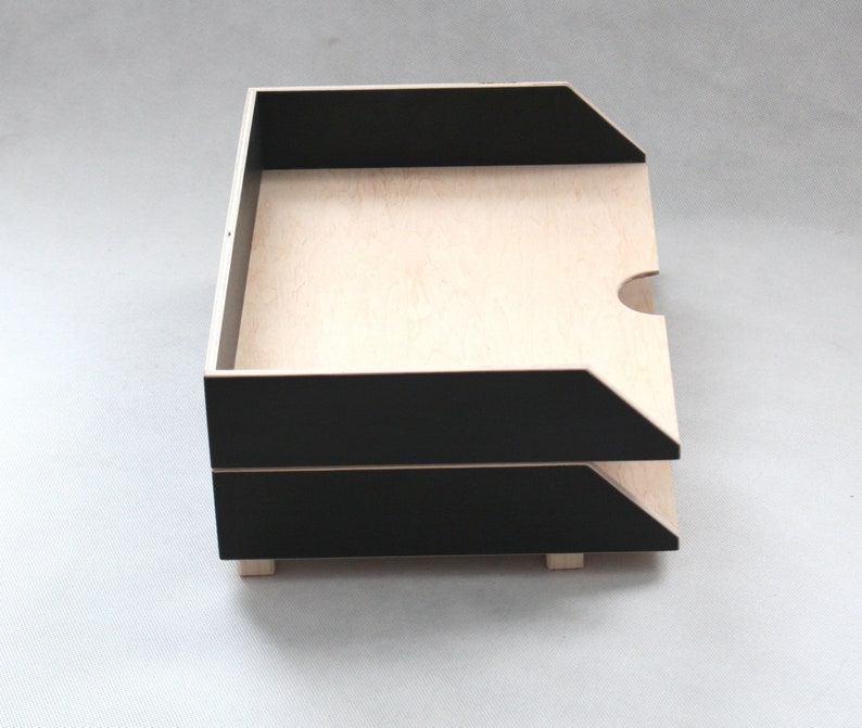 Black Paper Tray Holder Wood Oganizer Mail Set Desk - Etsy