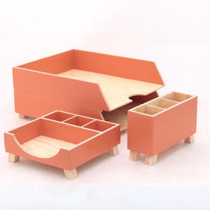 Orange Desk Organizer Paper Tray 2 Stages, Home Office Set, Desk Tray ...