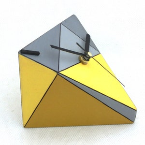 Yellow Desk Clock Spicy, Wood Unique Gift, Table Clock, Geometric ...