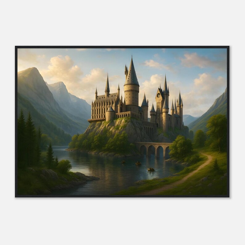 Framed – Realistic Hogwarts Castle Landscape Wall Art | Realistic ...