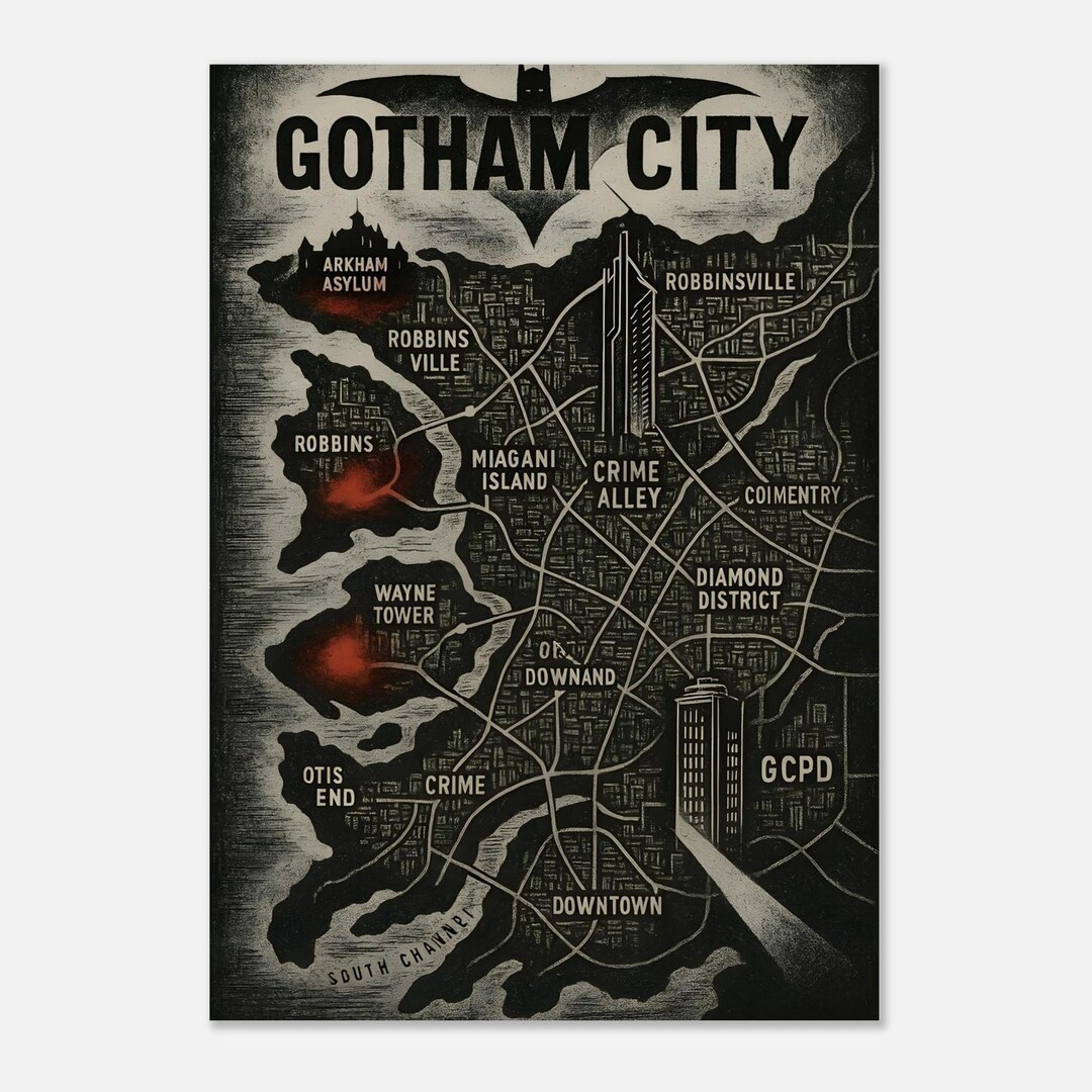 Batman Arkham City Map Poster - Premium Matte Art for Fans & Collectors ...