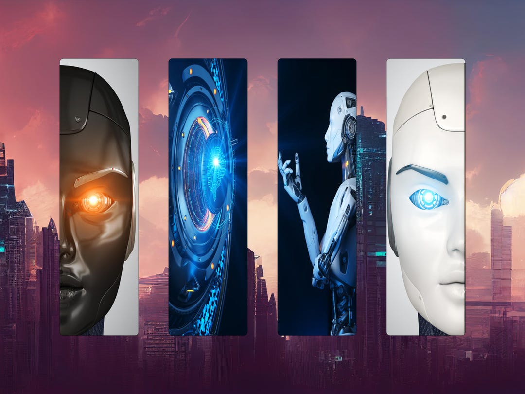 Futuristic Robot Bookmarks | Double-sided Sci-fi Printable Set | AI Art ...