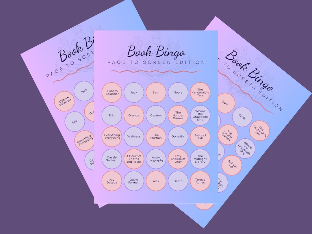 Book to Movie Bingo Trivia Game | Printable Book Adaptation Trivia ...