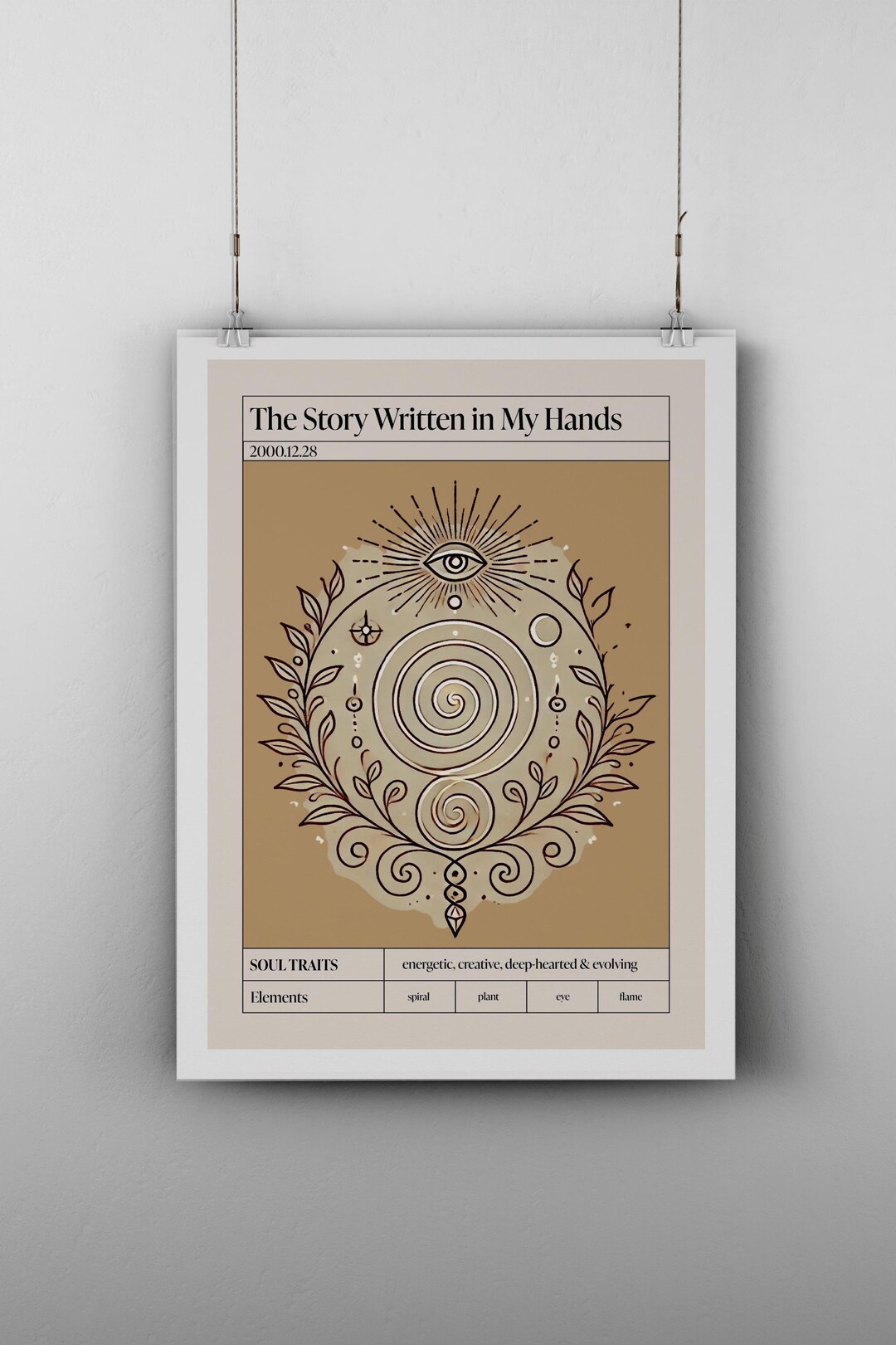 Custom Soul Symbol Poster From Your Palm, Personalized Palm Reading Art ...
