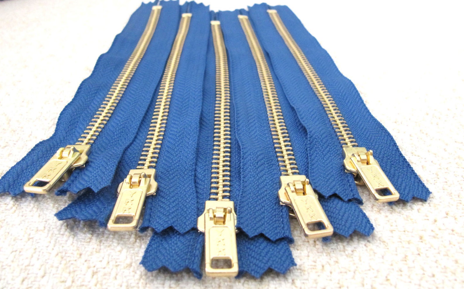 7inch - Egyptian Blue Metal Zipper - Gold Teeth - 5pcs - Etsy