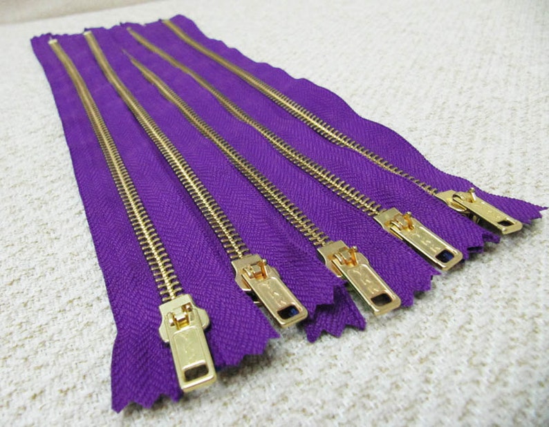 12inch - Purple Metal Zipper - Gold Teeth - 5pcs - Etsy