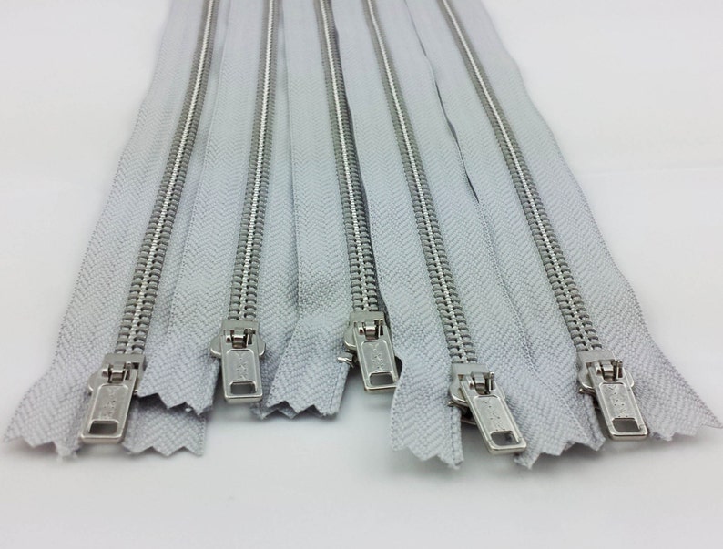 12inch - French Grey Metal Zipper - Silver Teeth - 5pcs - Etsy