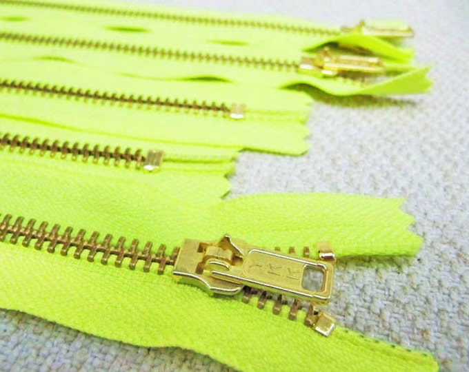 12inch Neon Yellow Metal Zipper Gold Teeth 5pcs - Etsy