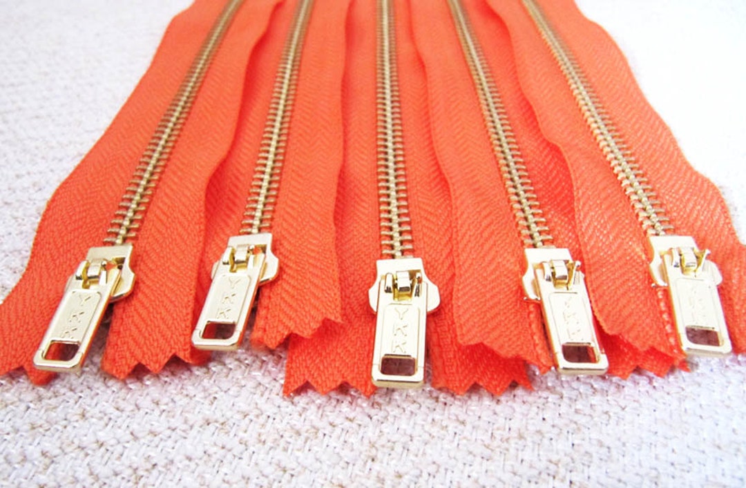 10inch - Nectar Orange Metal Zipper - Gold Teeth - 5pcs - Etsy