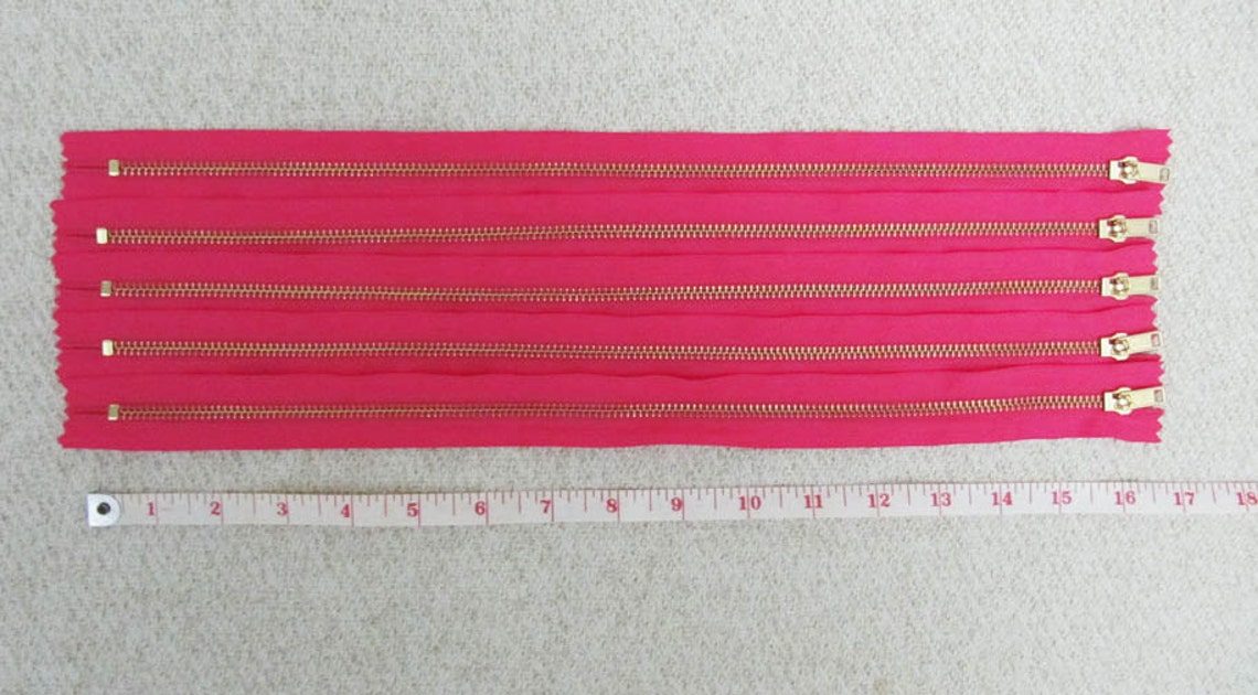 16inch - Fuchsia Pink Metal Zipper - Gold Teeth - 5pcs - Etsy
