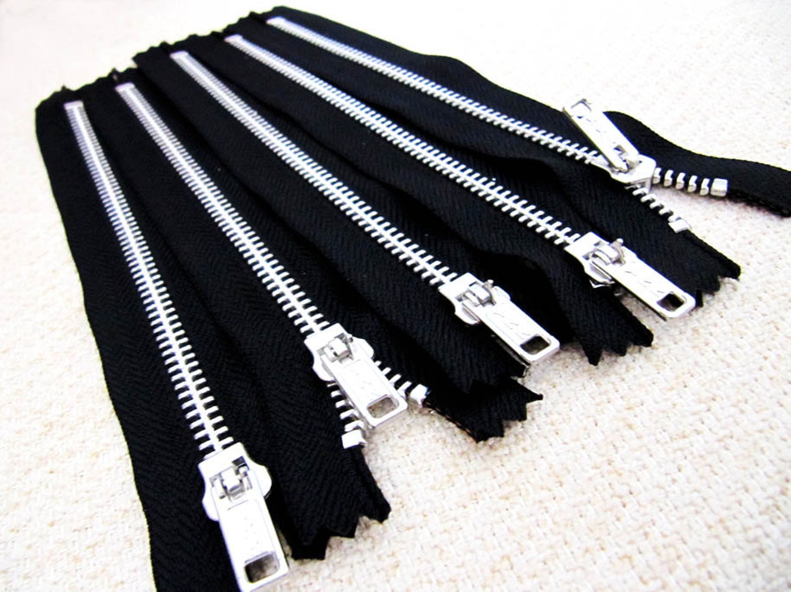 7inch - Black Metal Zipper - Silver Teeth - 5pcs - Etsy