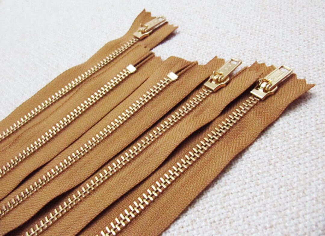 10inch - Chestnut Brown Metal Zipper - Gold Teeth - 5pcs - Etsy