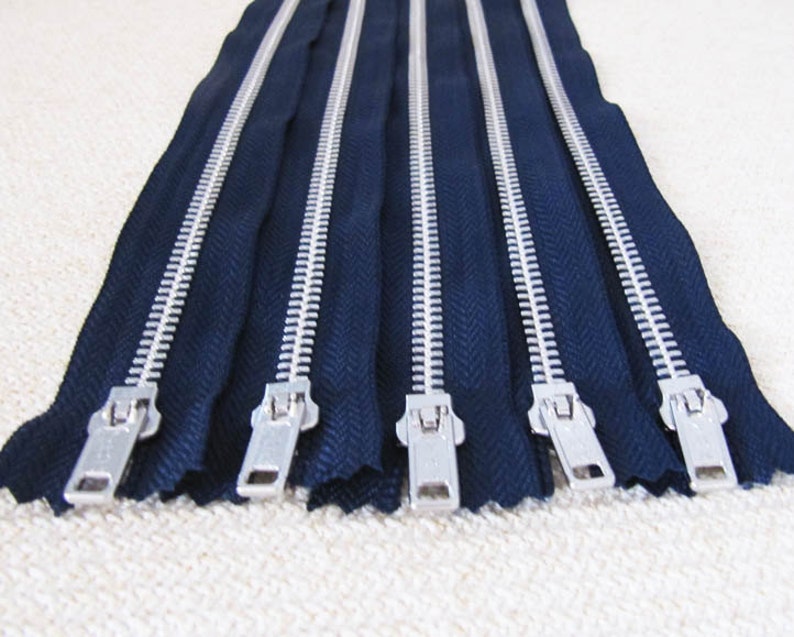 12inch - Navy Blue Metal Zipper - Silver Teeth - 5pcs - Etsy