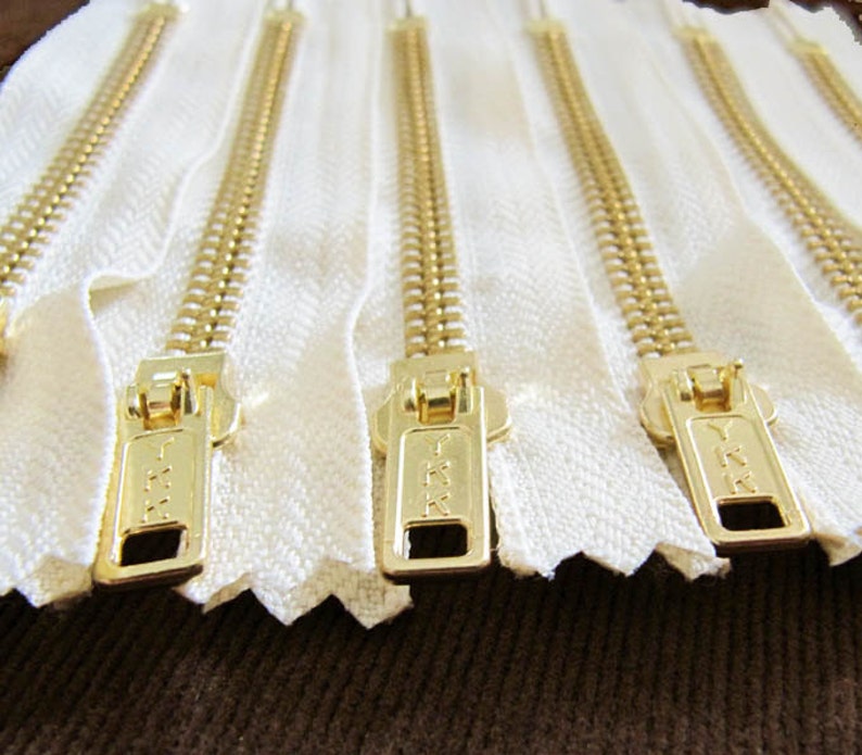 4inch - Cream Metal Zipper - Gold Teeth - 6pcs - Etsy