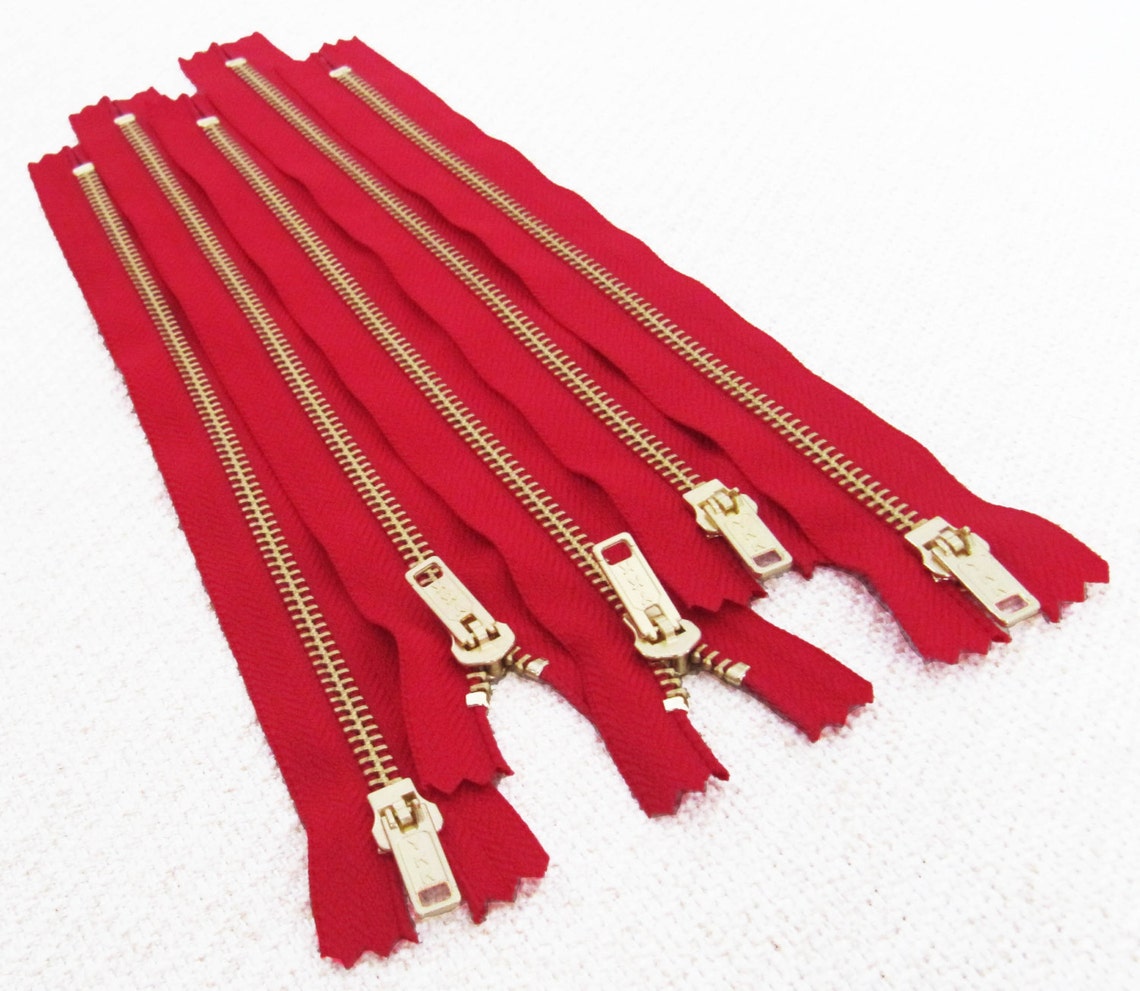 10inch - Lava Red Metal Zipper - Gold Teeth - 5pcs - Etsy