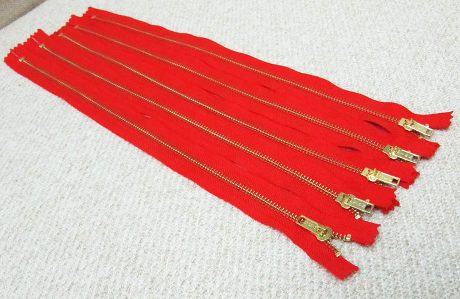 16inch - Hot Red Metal Zipper - Gold Teeth - 5pcs - Etsy