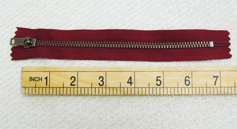 7inch - Maroon Red Metal Zipper - Brass Teeth - 5pcs - Etsy