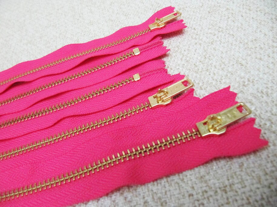 16inch - Fuchsia Pink Metal Zipper - Gold Teeth - 5pcs - Etsy