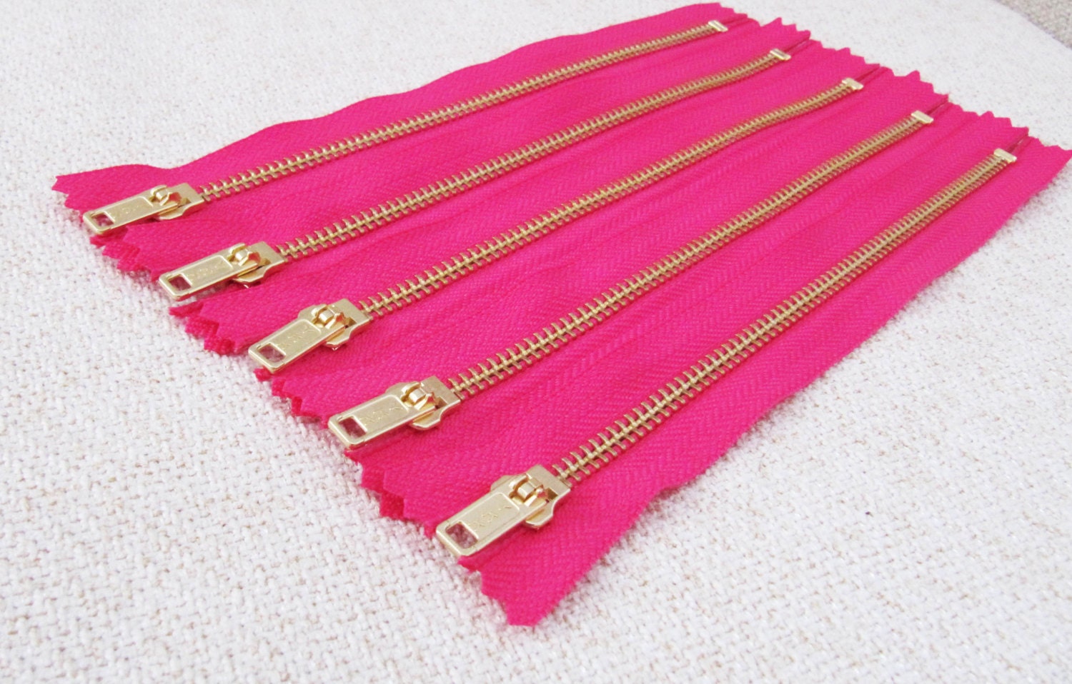 8inch - Fuchsia Pink Metal Zipper - Gold Teeth - 5pcs - Etsy