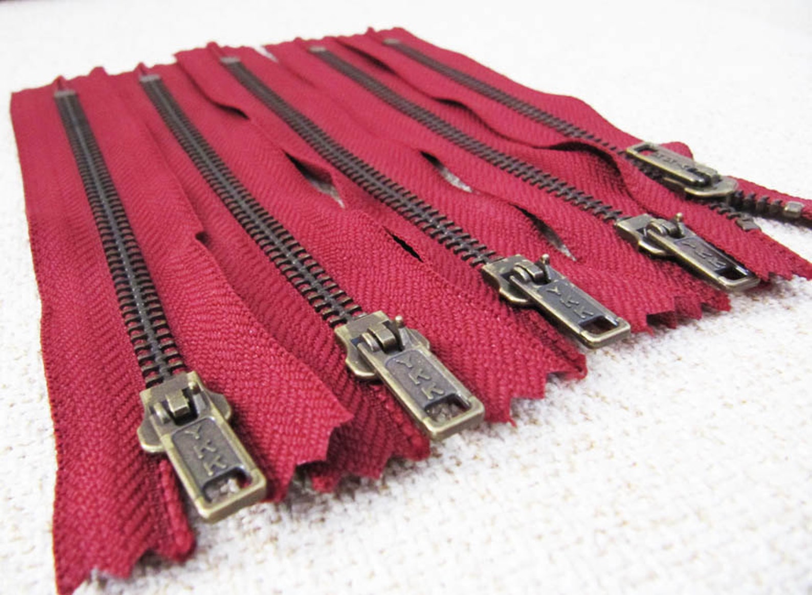 6inch Maroon Red Metal Zipper Brass Teeth 5pcs - Etsy