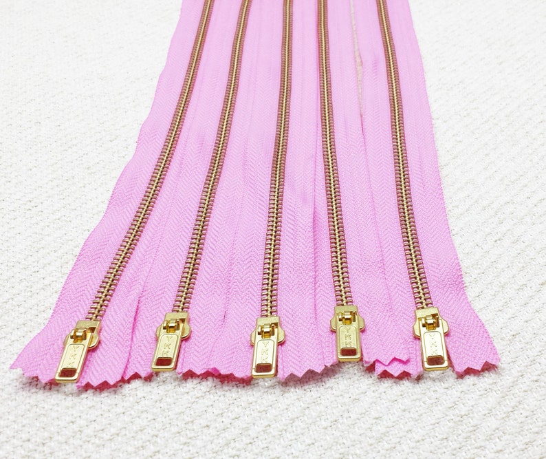 12inch - Candyfloss Pink Metal Zipper - Gold Teeth - 5pcs - Etsy