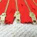 16inch - Hot Red Metal Zipper - Gold Teeth - 5pcs - Etsy