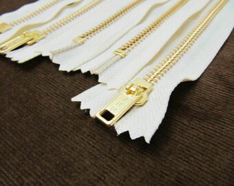 4inch Cream Metal Zipper Gold Teeth 6pcs | Etsy